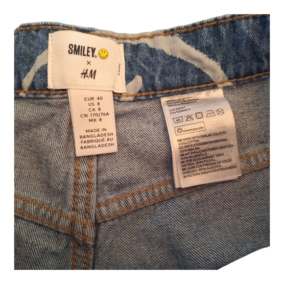 H&M | Jeans | Nwot Smiley Originals X Hm High Waist Smiley Face Wide ...